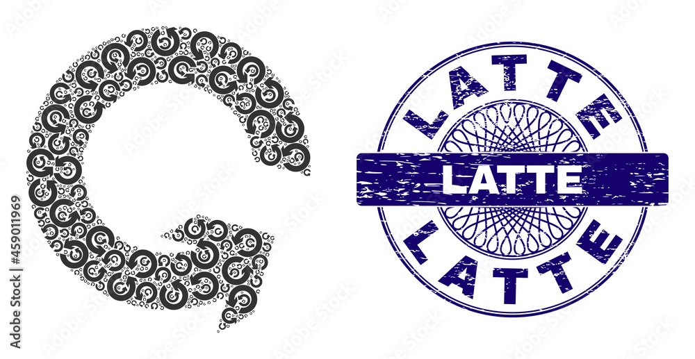Recursion mosaic rotate ccw and Latte round scratched stamp. Violet ... Recursion mosaic rotate ccw and Latte round scratched stamp. Violet ...