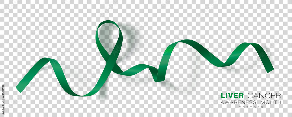 Liver Cancer Awareness Month. Emerald Green Color Ribbon Isolated On ...