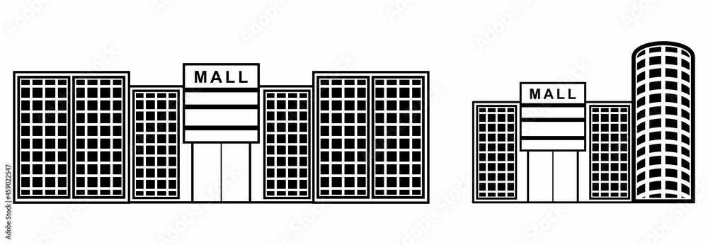 shopping mall building icon, shopping mall building vector sign symbol ...