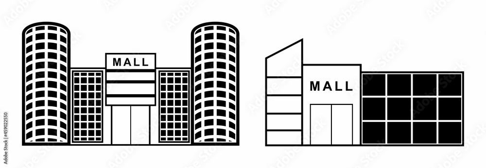 shopping mall building icon, shopping mall building vector sign symbol ...