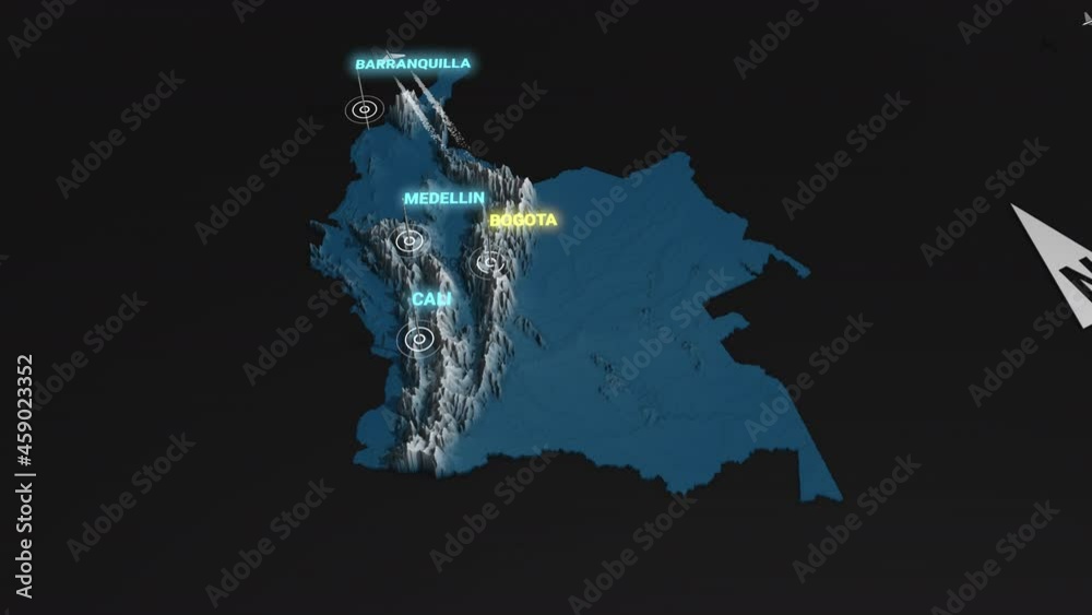 Seamless looping animation of the 3d terrain map at nighttime of ...
