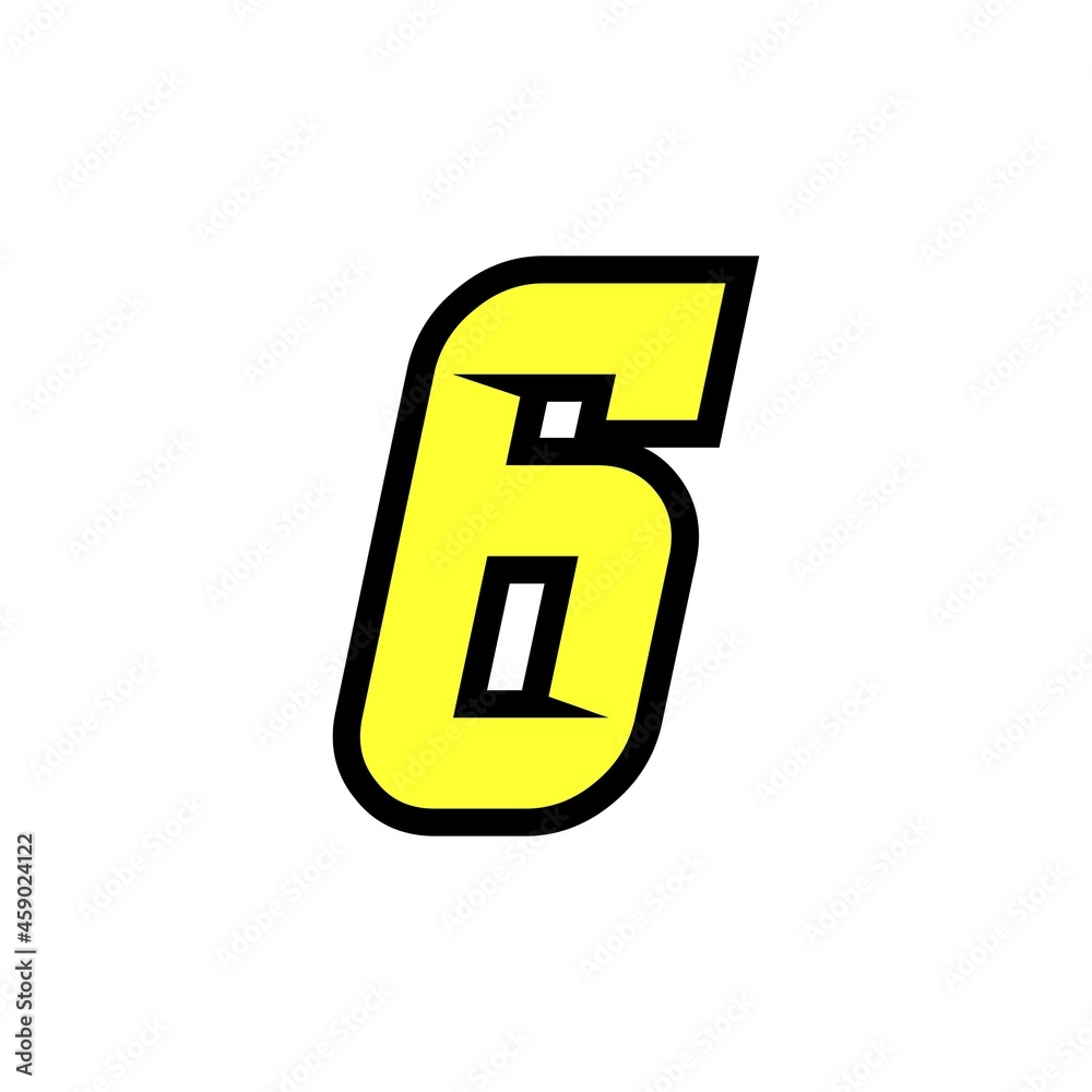Simple Vector racing number 6 logo design Stock-Vektorgrafik | Adobe Stock