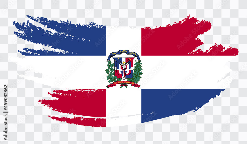 Grunge brush stroke with DOMINICAN REPUBLIC national flag. Watercolor ...