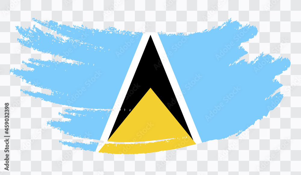 Grunge brush stroke with SAINT LUCIA national flag. Watercolor painting ...
