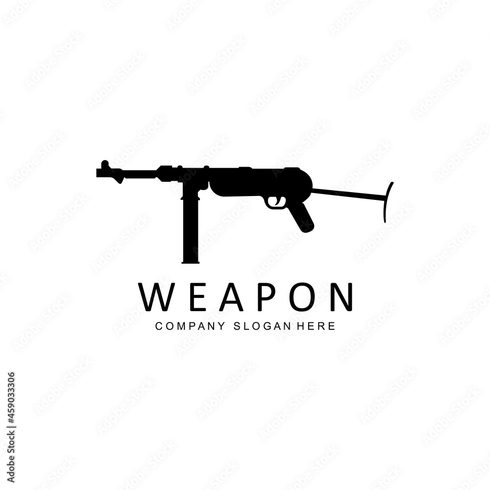 Automatic weapon logo vector icon. Battle weapons. Pistols, rifles ...