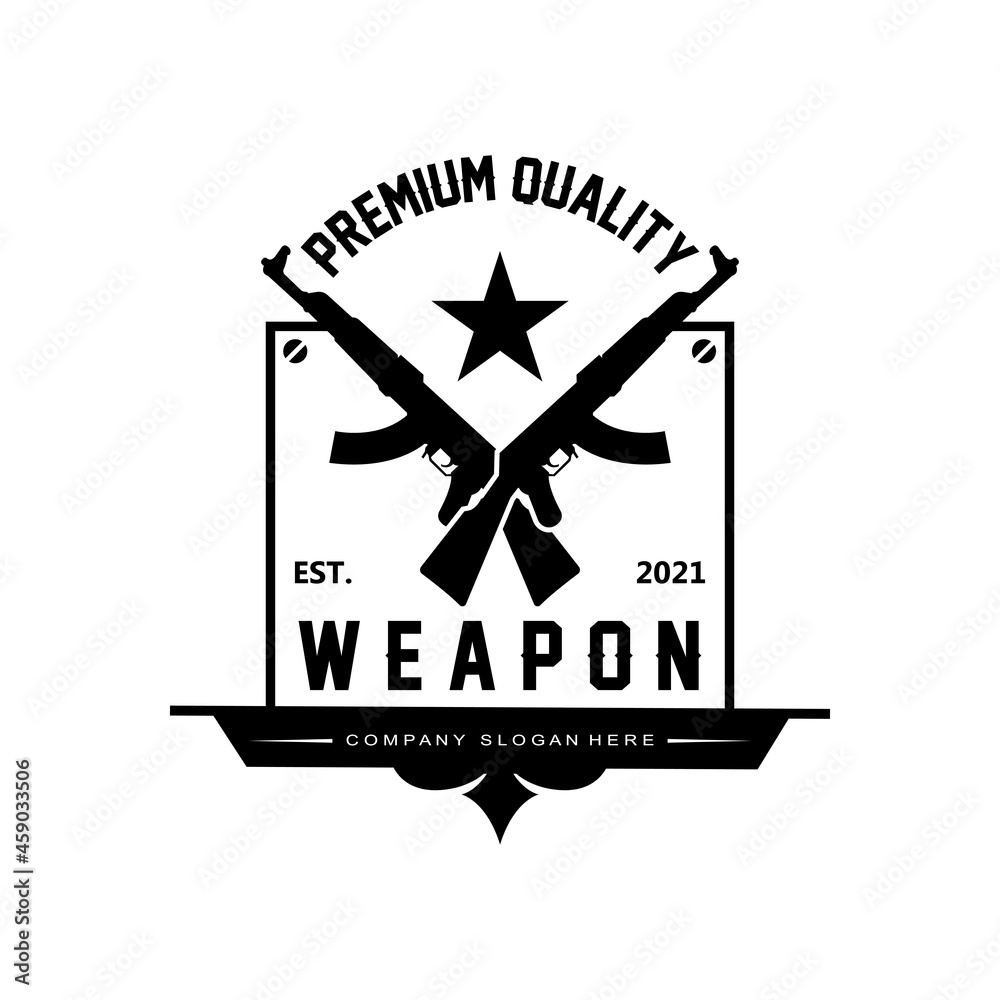 Automatic weapon logo vector icon. Battle weapons. Pistols, rifles ...
