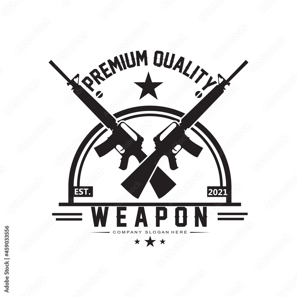 Automatic weapon logo vector icon. Battle weapons. Pistols, rifles ...