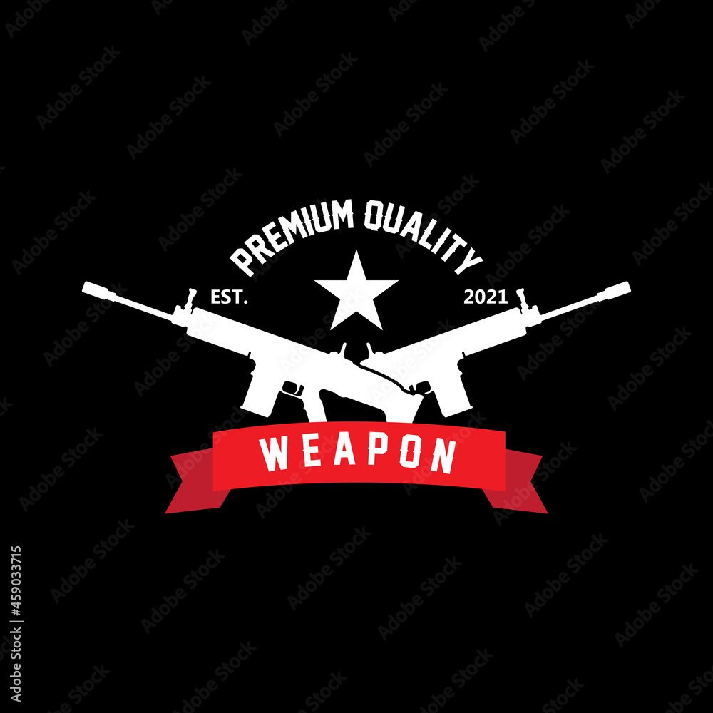 Automatic weapon logo vector icon. Battle weapons. Pistols, rifles ...