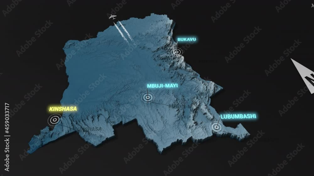 Seamless looping animation of the 3d terrain map at nighttime of ...