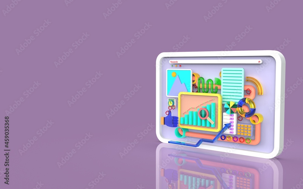 Mobile application software and web development with 3d shapes bar ...