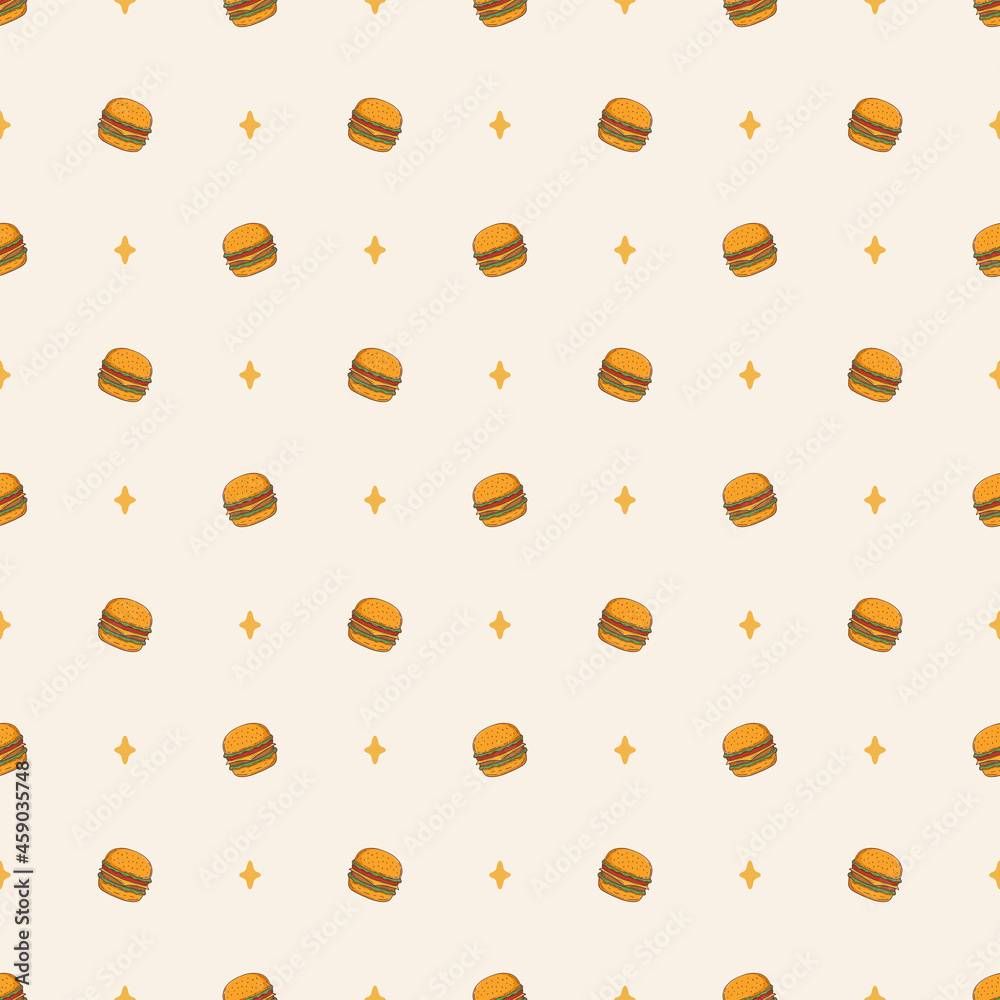 cartoon burger seamless pattern for packaging Stock Vector | Adobe Stock