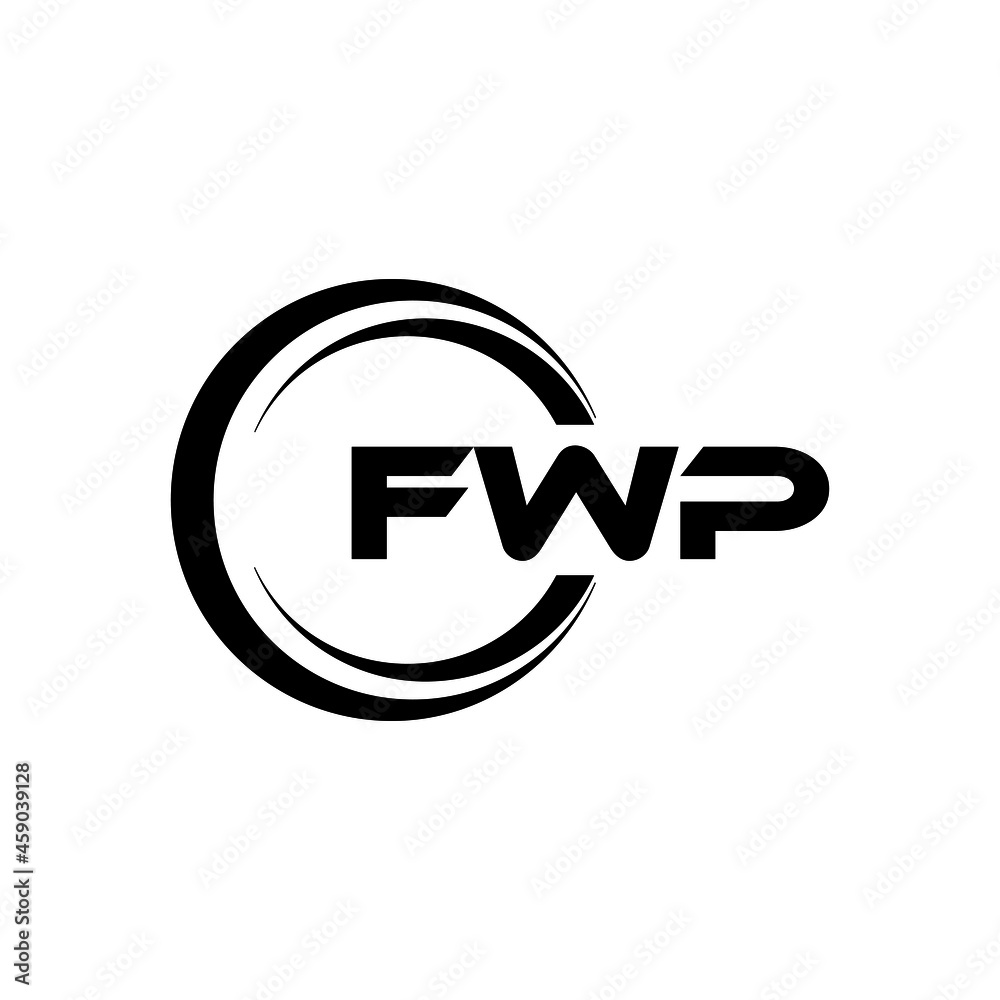 FWP letter logo design with white background in illustrator, vector ...