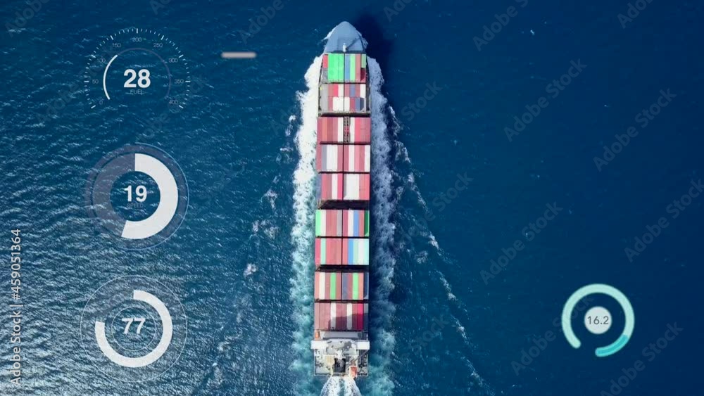 Container Ship remote status checkup concept with various related ...