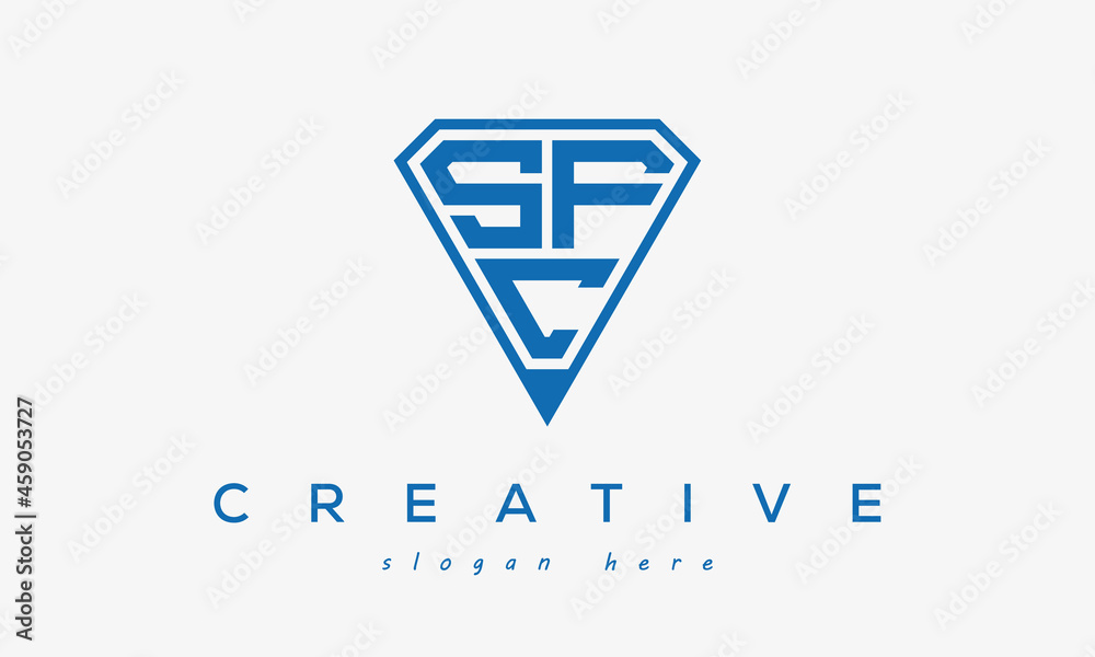 initial letters logo SFC black monogram diamond pentagon shape Stock ...