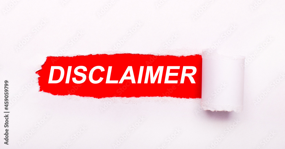 On a bright red background, white paper with a torn stripe and the ...