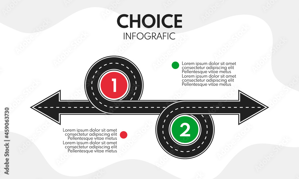 2 options choice, left and right direction arrows, old and new vector ...