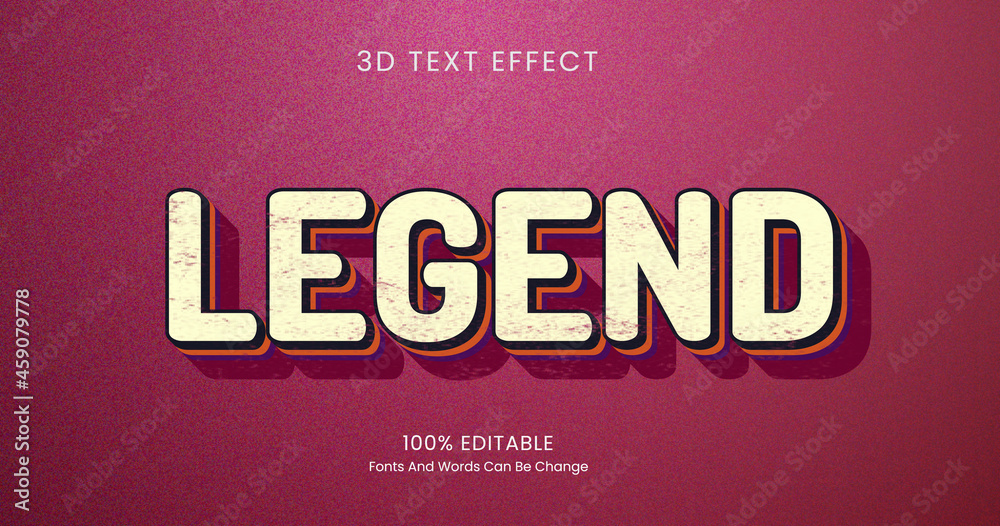 Legend 3D Text Effect Free Editable vector Stock Vector | Adobe Stock