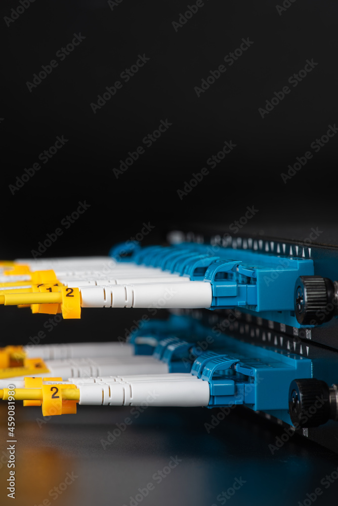 Optical distribution panel with optic patch cord cables, gigabit ...