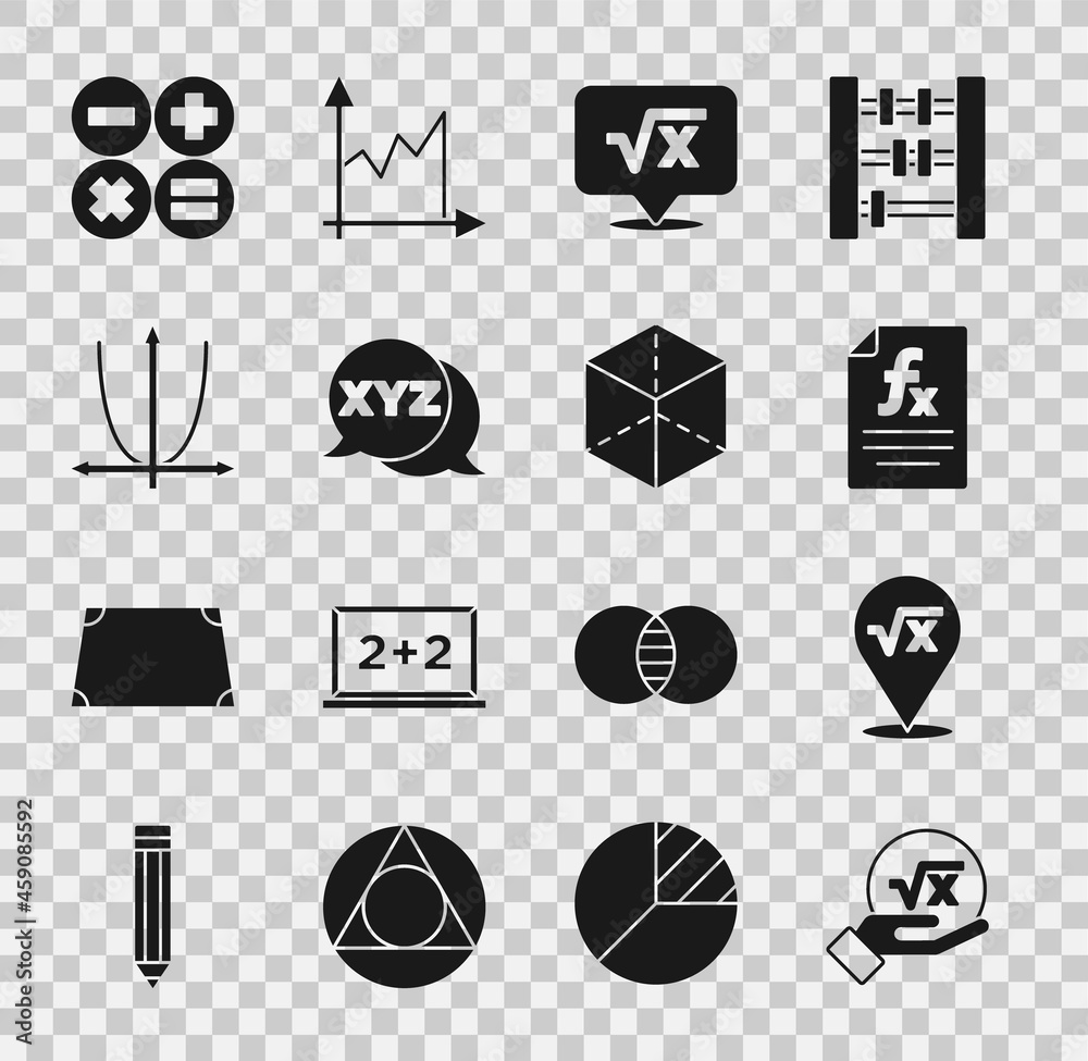 Set Square root of x glyph, Function mathematical symbol, XYZ ...