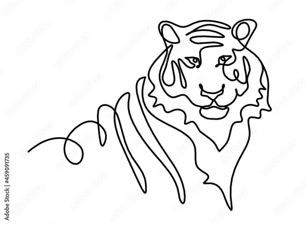 Silhouette of abstract tiger as line drawing on white. Vector Stock ...