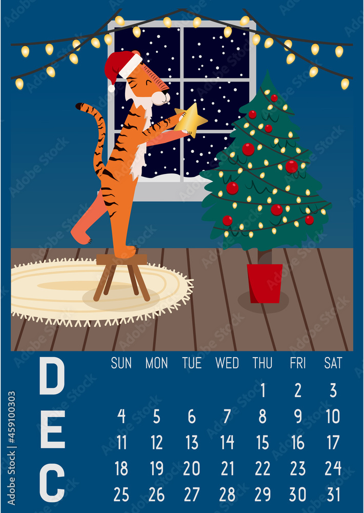 Vector vertical wall calendar template for December 2022 A4 A3 A2 A5 ...