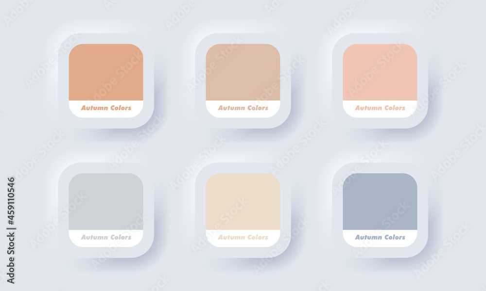 Autumn palette color in RGB HEX. Color Catalog. Neumorphic UI UX white ...