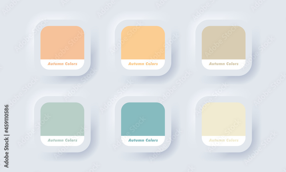 Autumn palette color in RGB HEX. Color Catalog. Neumorphic UI UX white ...