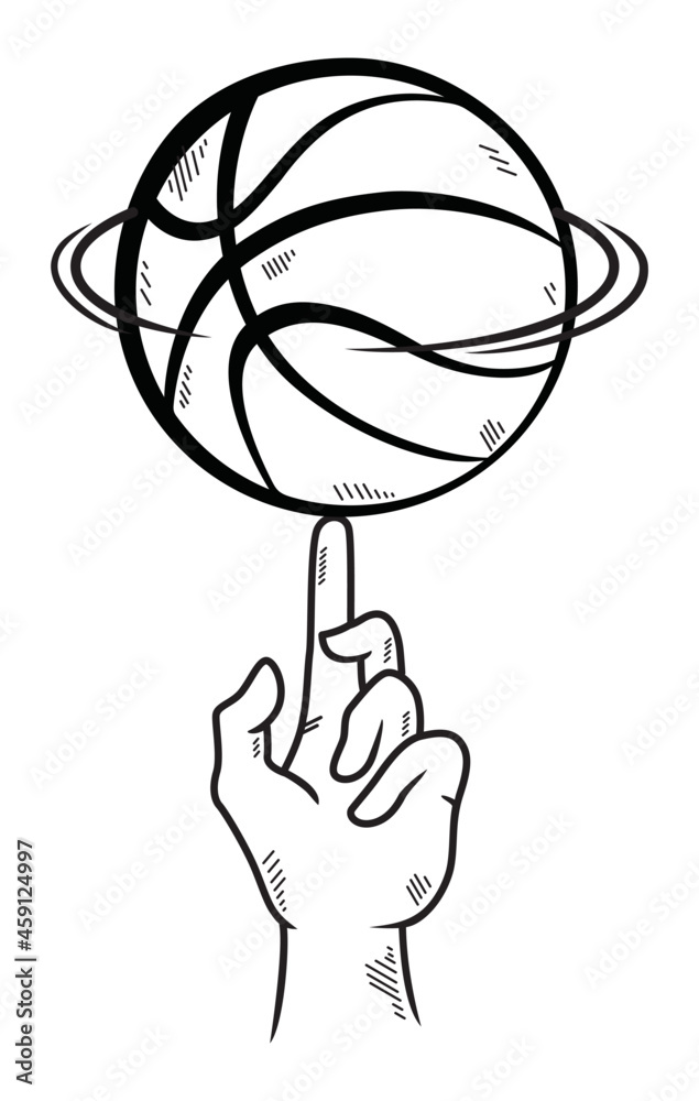 A vector cartoon illustration of a Basketball Spinning on Finger. Stock ...