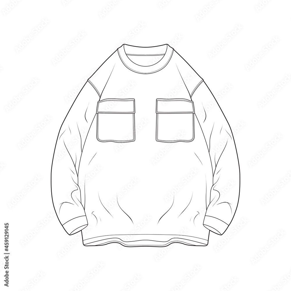 sweatshirt oversized outline drawing vector, hoodie oversized in a ...