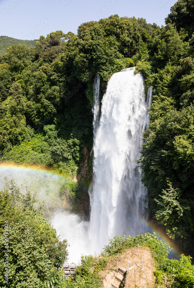Marmore waterfall in Umbria region, Italy. Amazing cascade splashing ...