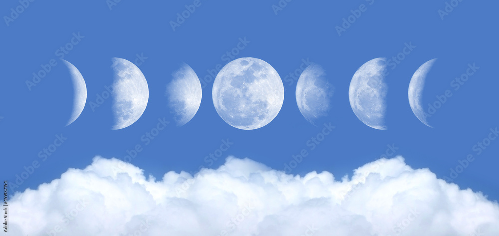 Phases of the Moon with the nice seascape : Waxing Crescent, Waxing ...