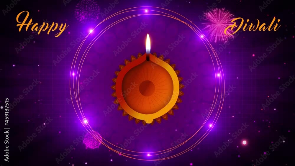 4K Happy Diwali text with Golden Shining Glitter Star Dust Sparks ...
