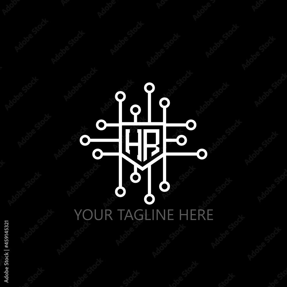 HR letter logo design on black background.HR creative initials letter ...