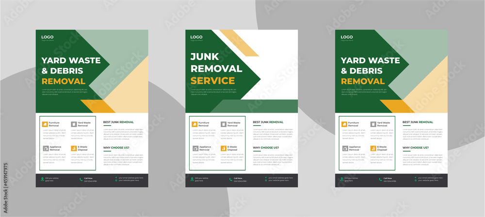 Junk removal service flyer template. Waste removal poster leaflet ...