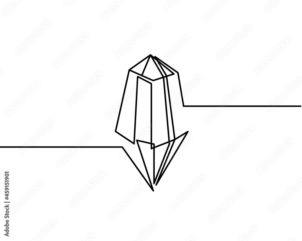 Abstract crystal as continuous lines drawing on white background ...
