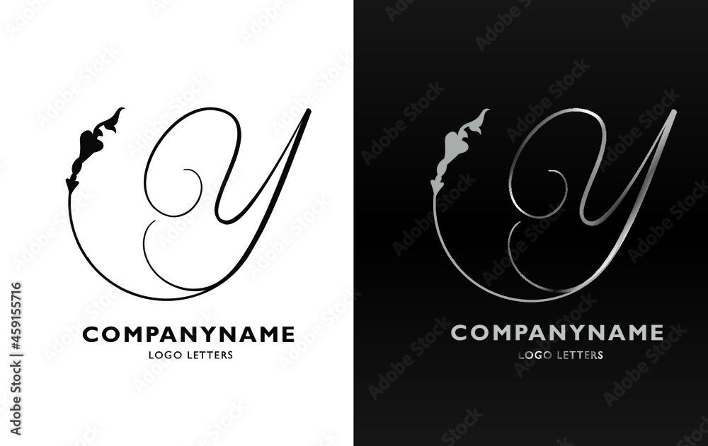 Initial J Letter, Logo with elegant font. Vector template circular Logo ...