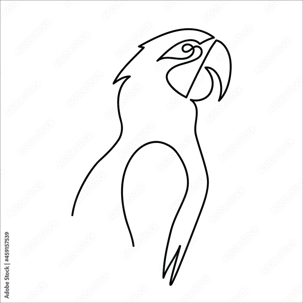 Continuous one line drawing of macow, Vector illustration line art ...