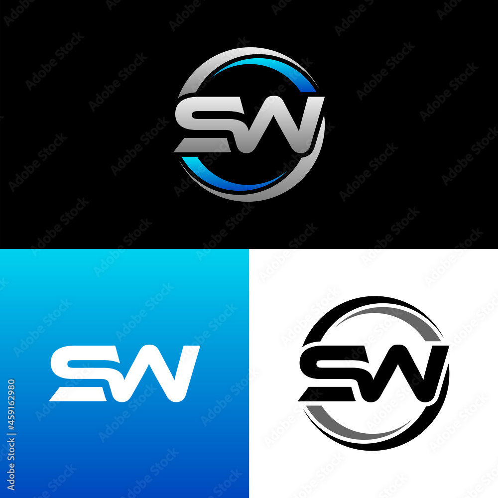 SW Letter Initial Logo Design Template Vector Illustration Stock Vector ...