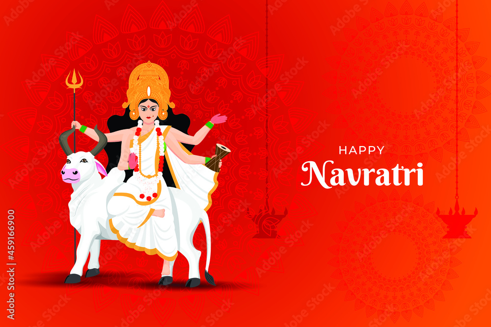 Happy Navratri wishes, concept art of Navratri, illustration of 9 ...