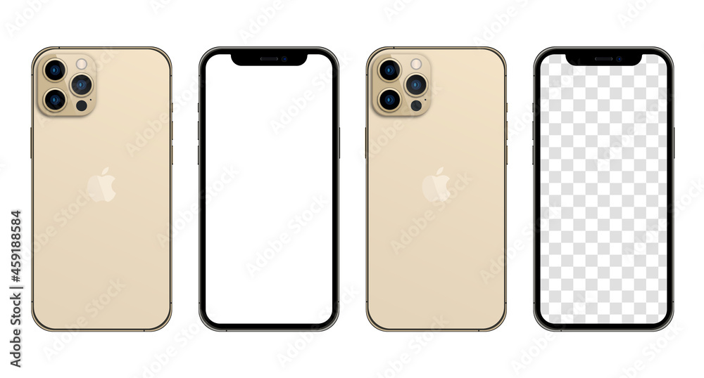 iphone 13 pro max Gold color. Realistic smartphone mockup. Device UI UX ...