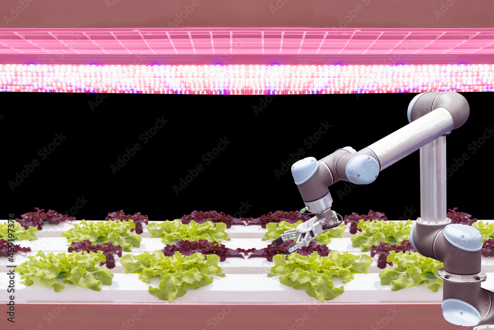 Futuristic robotic arm for agriculture. smart farm automation robot ...