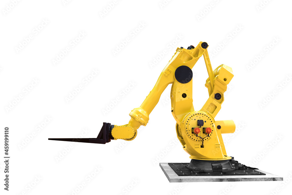 Super heavy payload robot completed car handling isolated on white ...