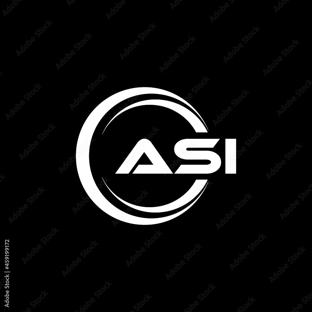 ASI letter logo design with black background in illustrator, vector ...