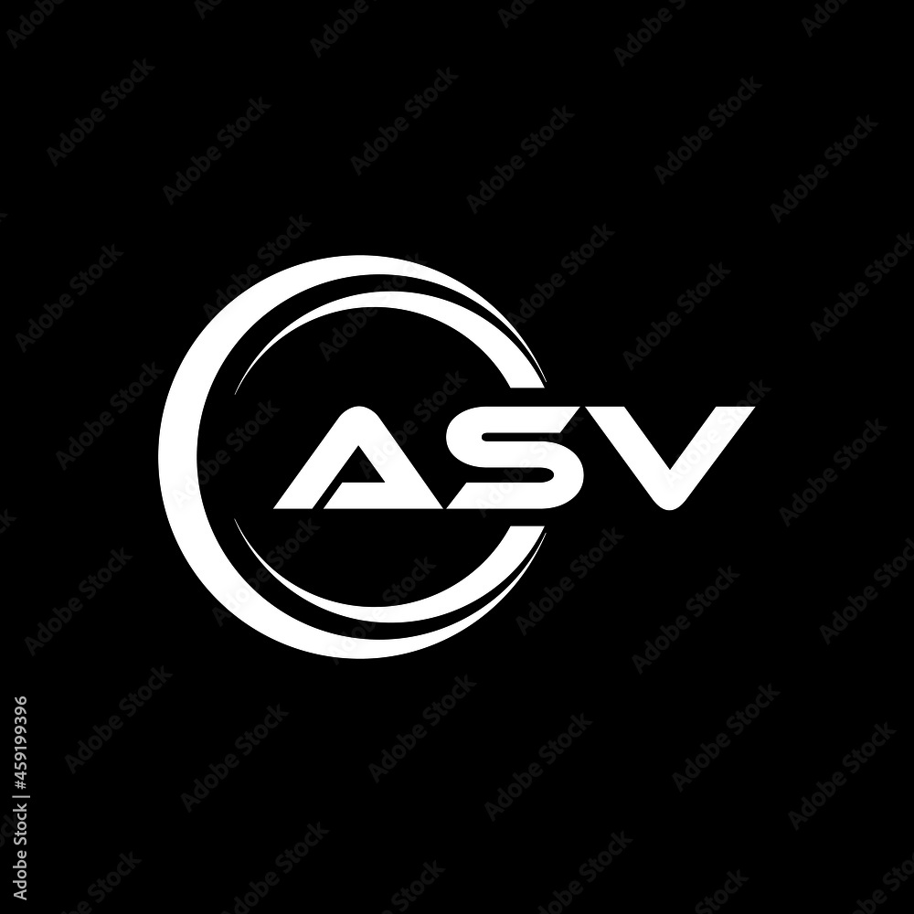 ASV letter logo design with black background in illustrator, vector ...