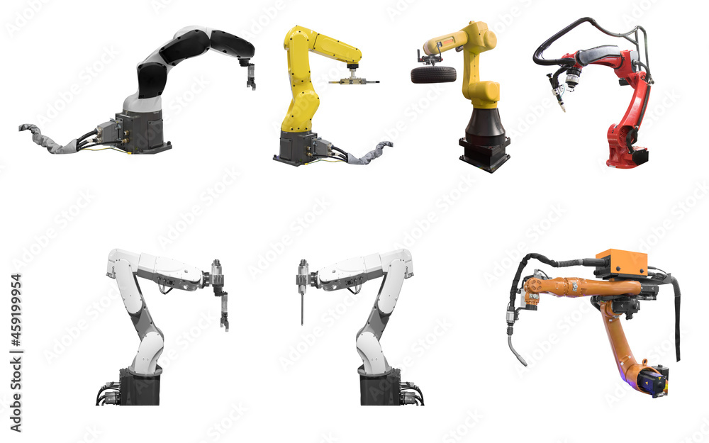 collection of Industry automated robot arm in production line of smart ...