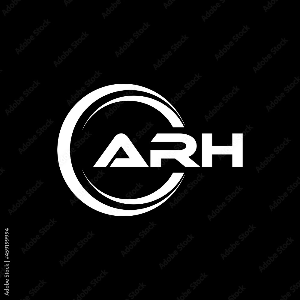 ARH letter logo design with black background in illustrator, vector ...