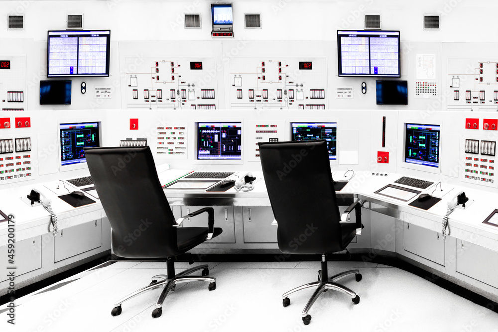 Control room of devices in the thermal power plant Stock Photo | Adobe ...