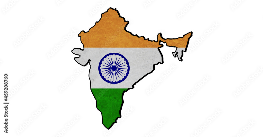 Map of India. Map with National Flag of India with grunge effect ...