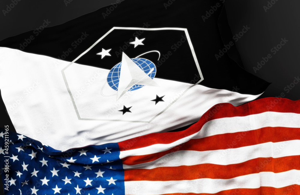 Flag of the Senior Enlisted Advisor of the Space Force along with a ...