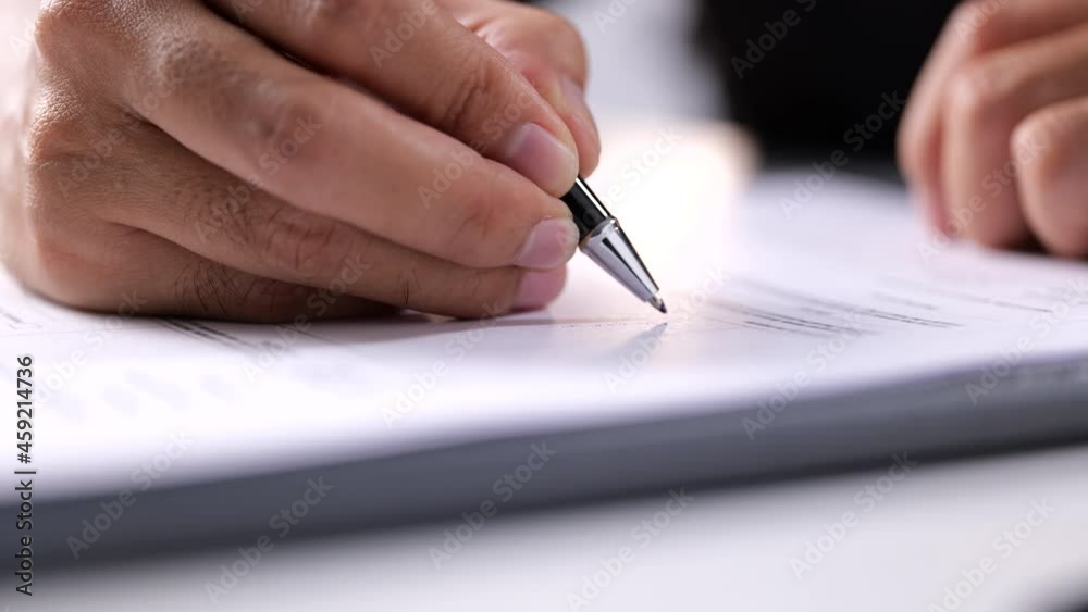 Signing contract. Closeup, Businessman signing a contract investment ...